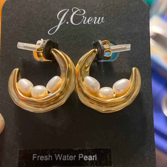 J Crew Pearl Hoop Earrings